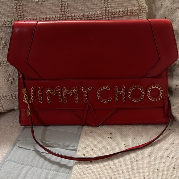 Jimmy Choo | Bags | Jimmy Choo Large Leather Shoulder Bag Gold Tone ...